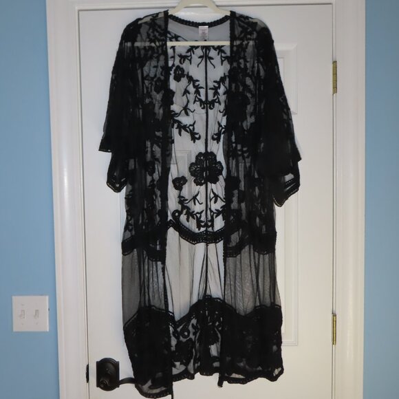 Unknown | Intimates & Sleepwear | Black Lace Floral Embroidered Mesh ...